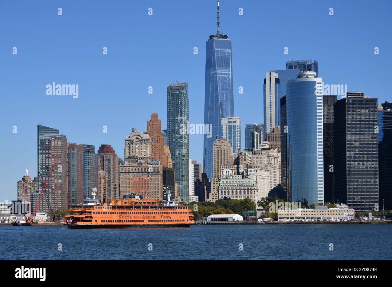 A Staten Island Ferry approaching the Whitehall Terminal in down town ...