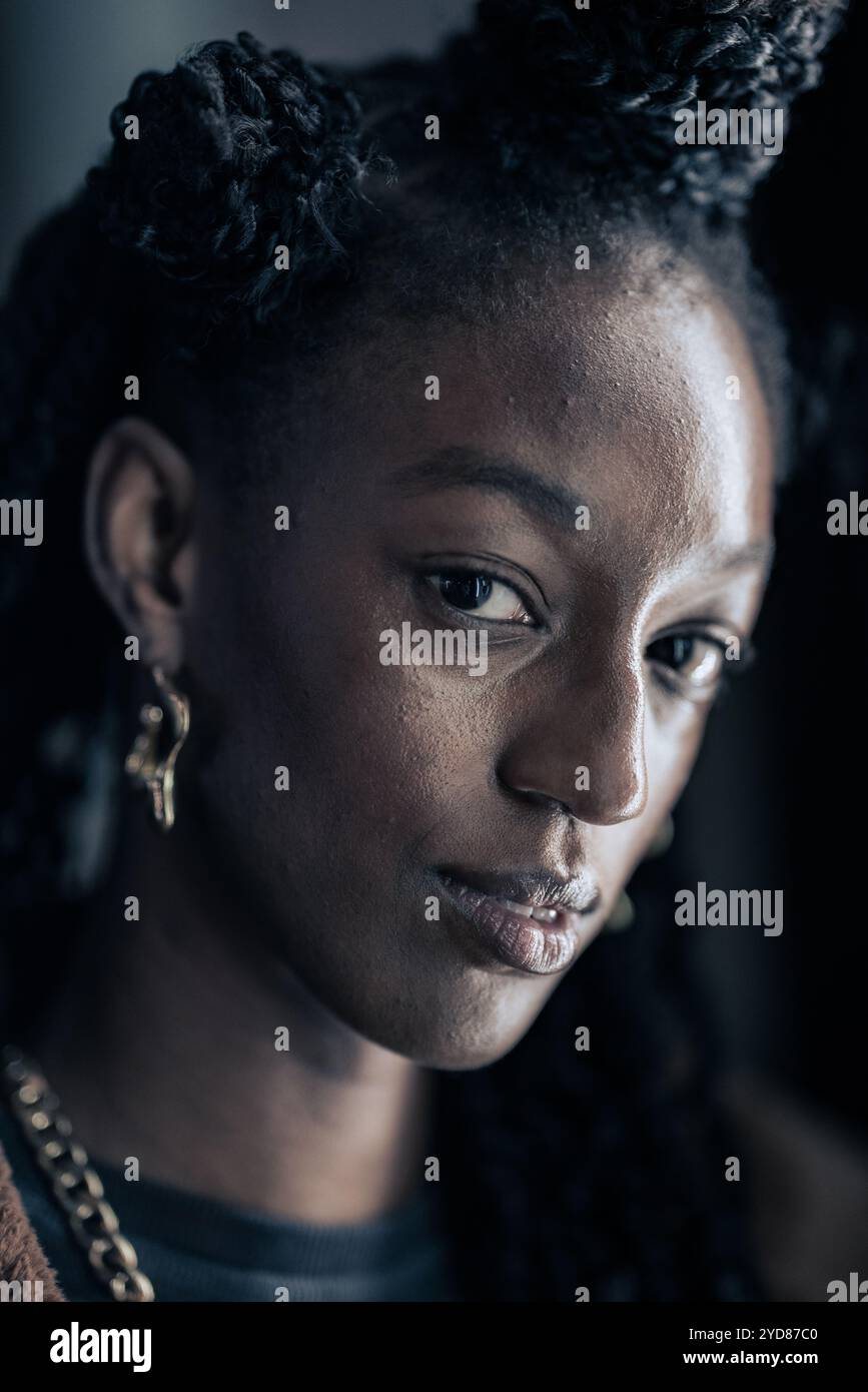 Black female model in Soho at night Stock Photo - Alamy