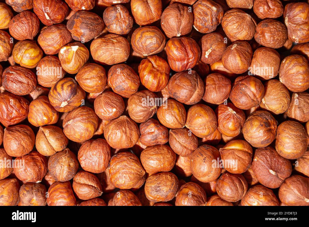 Scattered Peeled Hazelnut - Top View. Background from Hazelnuts ...