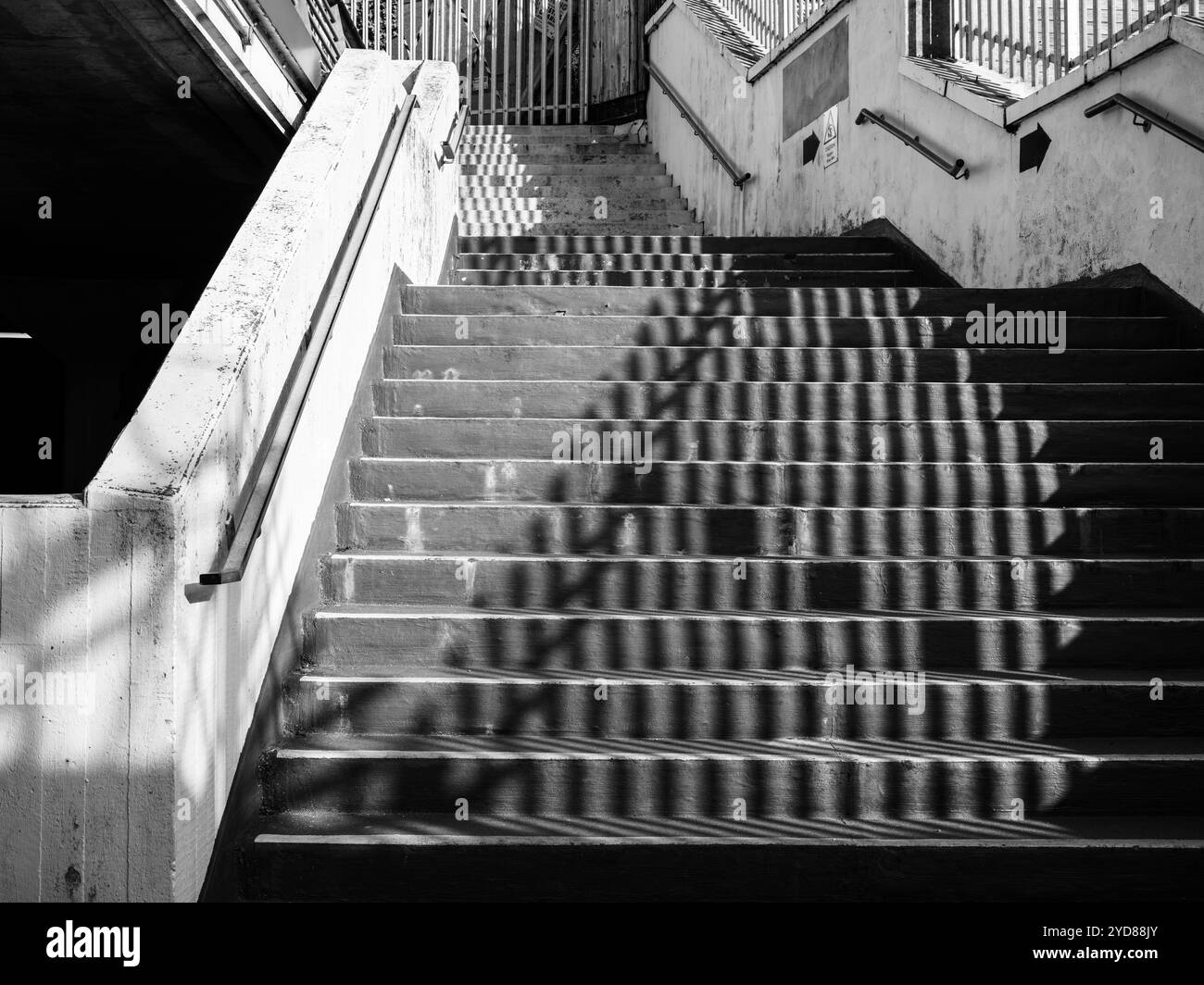 DRAMATIC SHADOWS BEING CAST ON STAIRWAY TORQUAY TORBAY SEASIDE RESORT ...