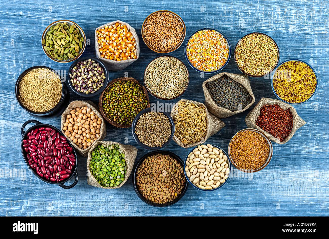 Food seeds and grains gathered viewed from above Stock Photo - Alamy