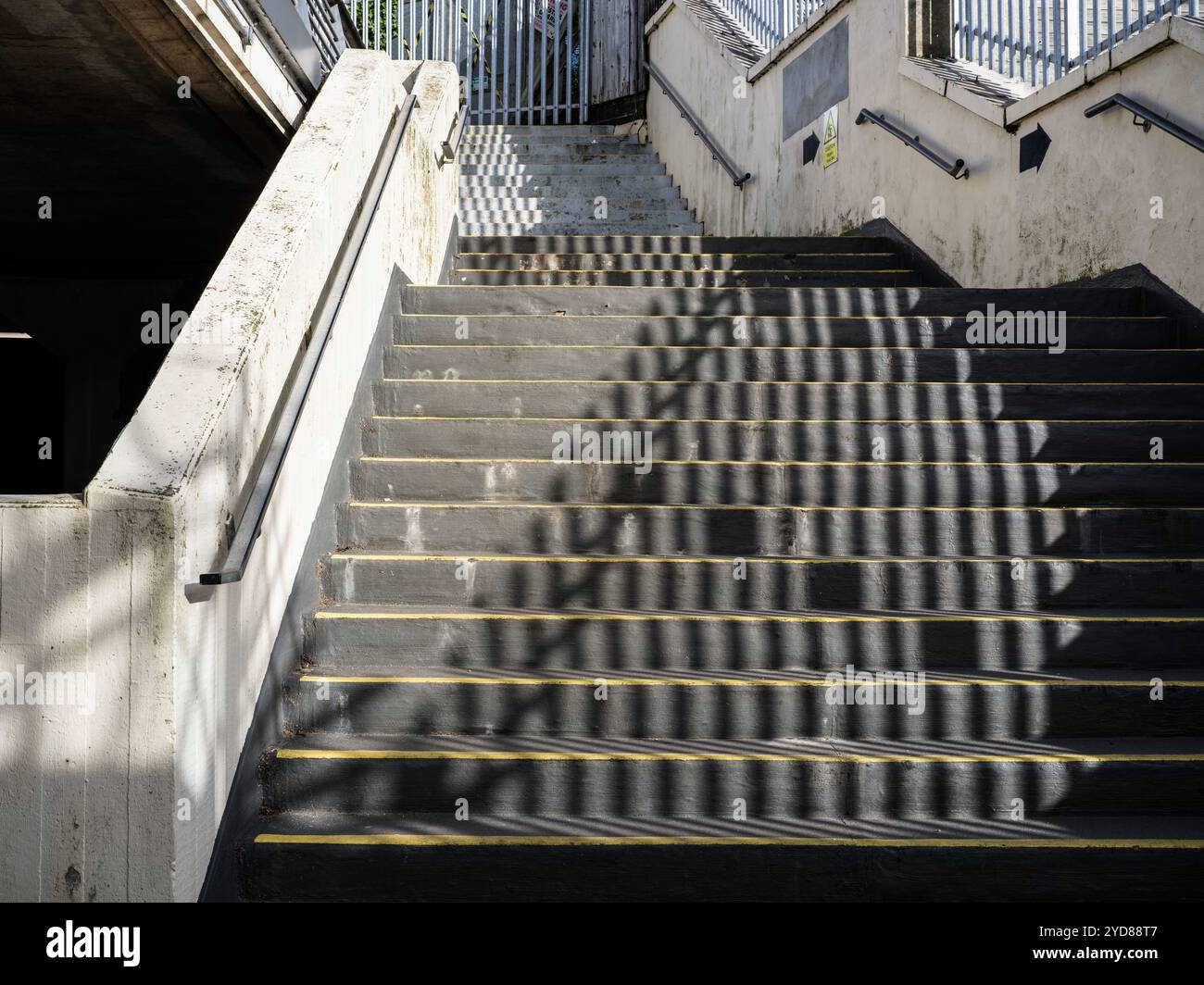 DRAMATIC SHADOWS BEING CAST ON STAIRWAY TORQUAY TORBAY SEASIDE RESORT ...