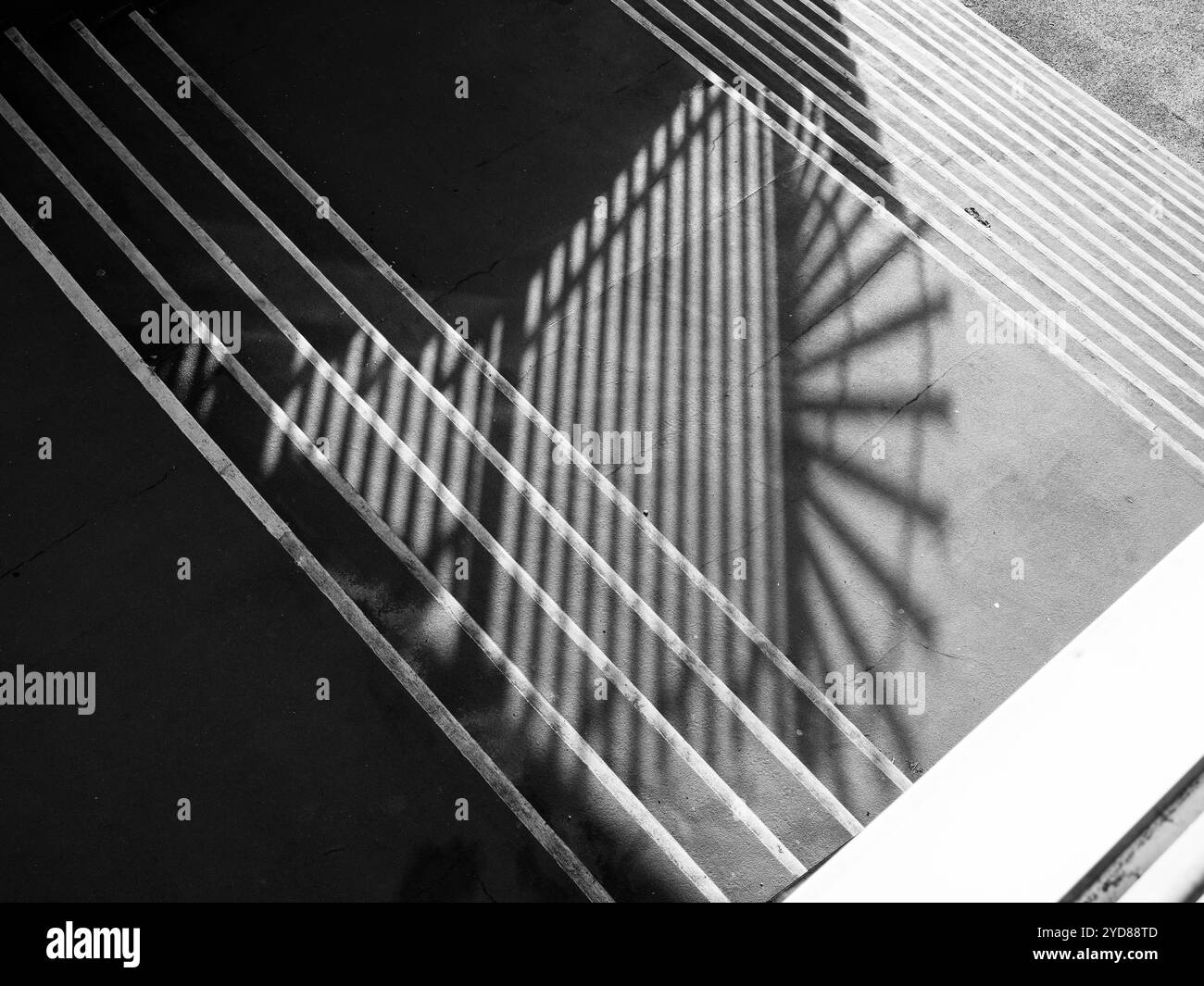 DRAMATIC SHADOWS BEING CAST ON STAIRWAY TORQUAY TORBAY SEASIDE RESORT ...