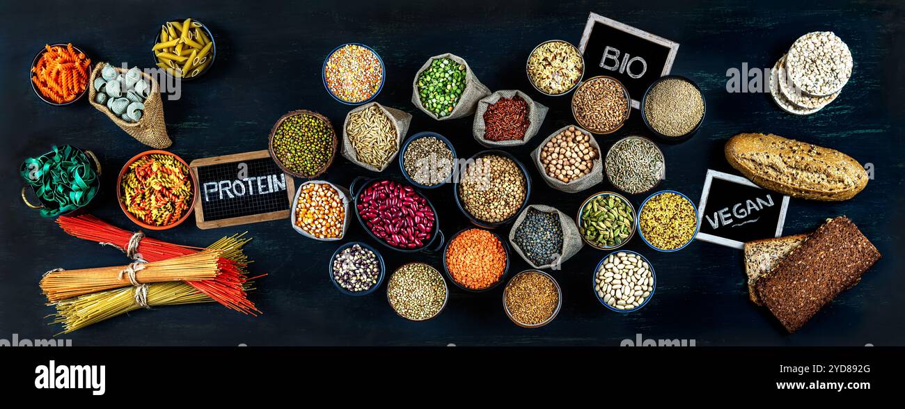 Food seeds and grains gathered viewed from above Stock Photo - Alamy
