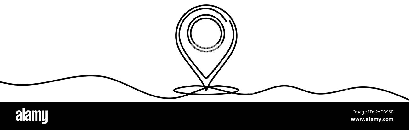 Single line is creating a location pin over a wavy road. Vector ...