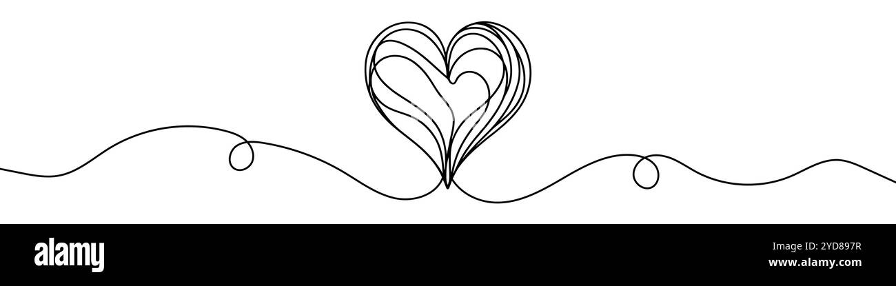 Continuous line drawing a heart shape expressing love and affection ...