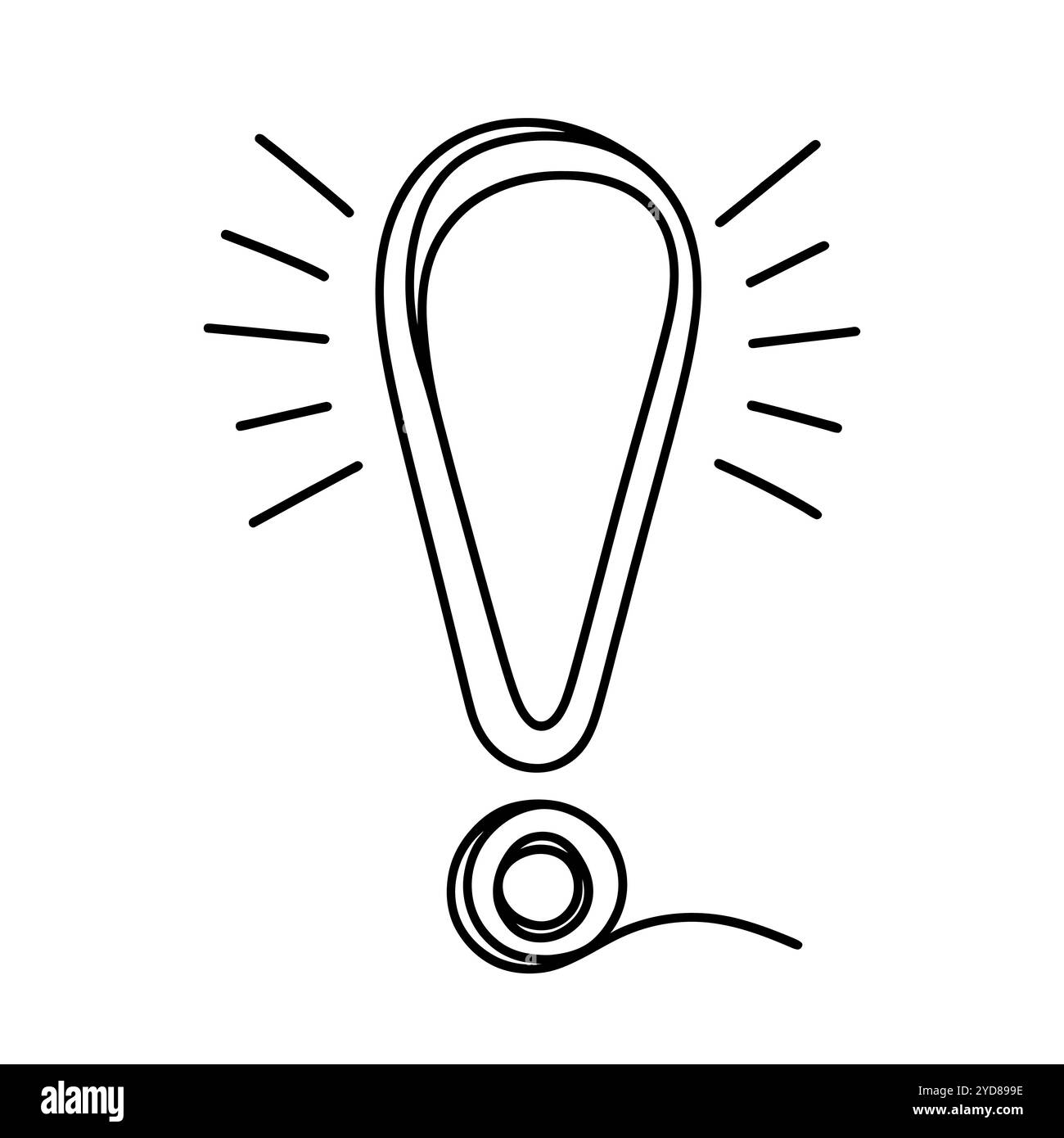Continuous linear drawing of exclamation mark. Single-line drawing of ...