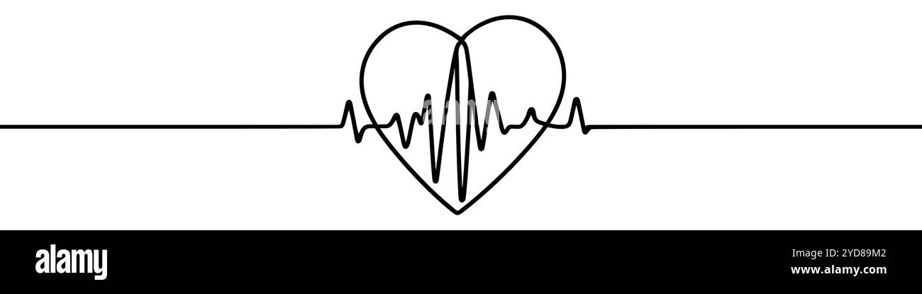 Heart with heartbeat icon. Line drawing of pulse. Vector illustration ...
