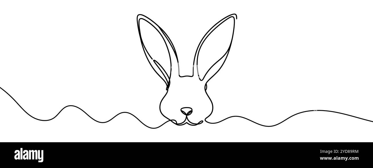 Continuous line drawing of rabbit. One line drawing of a rabbit. Vector ...