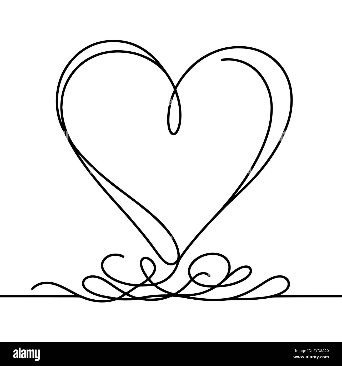 Continuous line drawing a heart shape expressing love and affection ...