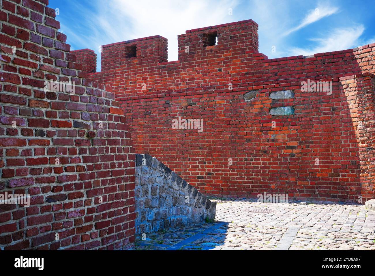 Red brick building turrets hi-res stock photography and images - Alamy