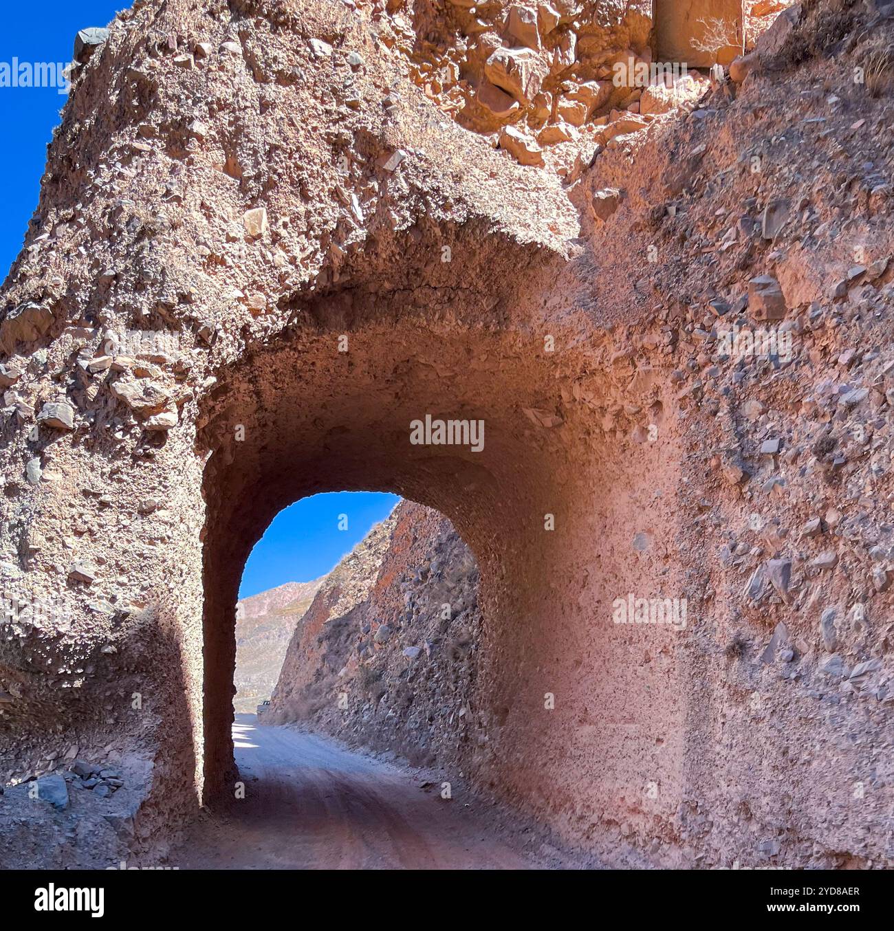 Tunnel opened in the rock on the road to Iruya, Salta, Argentina Stock ...