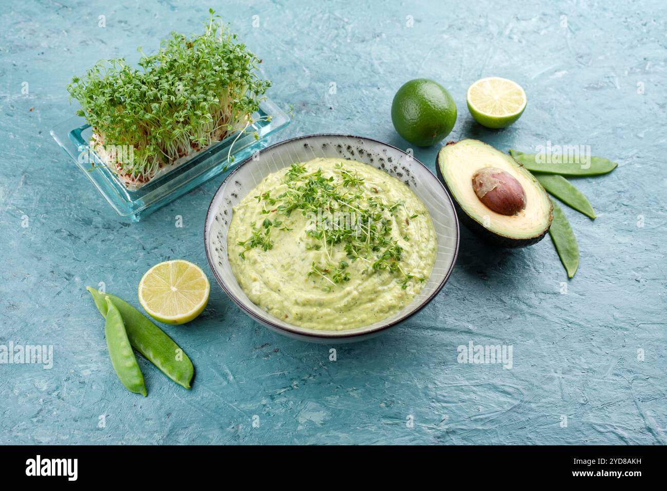 Traditional exotic spring dip with avocado and roasted vegetables ...