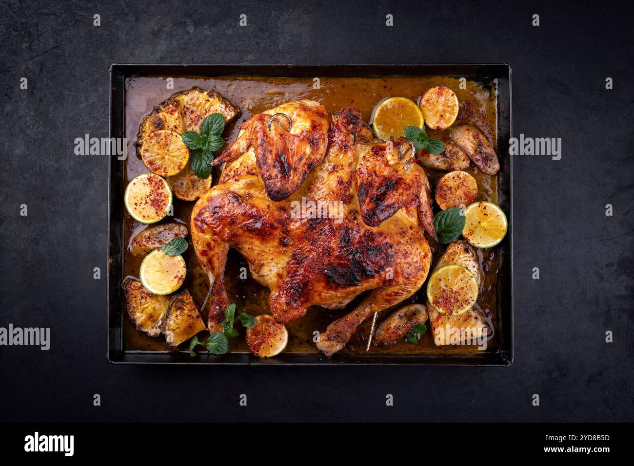 Traditional barbecue spatchcocked chicken al mattone chili with orange ...