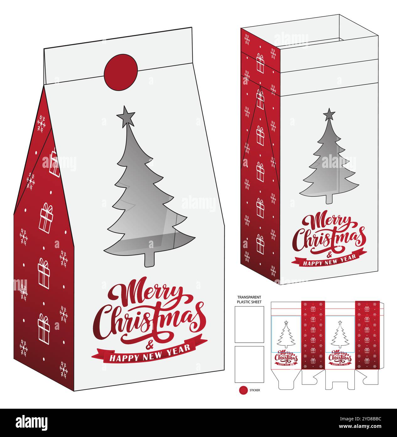 Christmas Box packaging die cut template design. 3d mock-up Stock ...