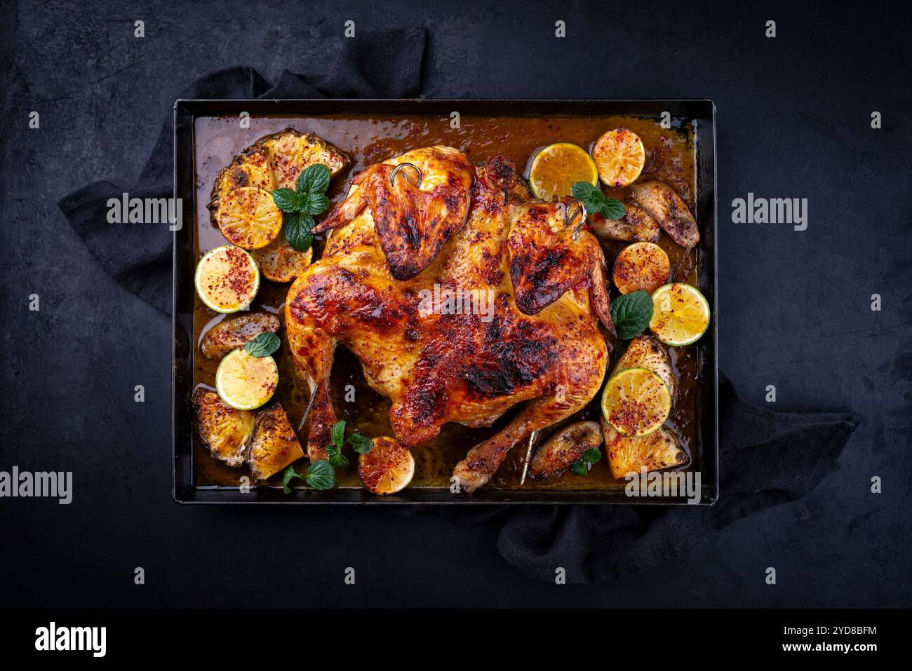 Traditional barbecue spatchcocked chicken al mattone chili with orange ...