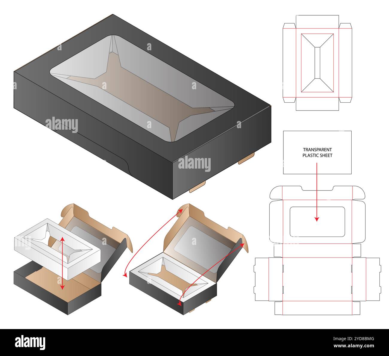 Box packaging die cut template design. 3d mock-up Stock Vector Image ...