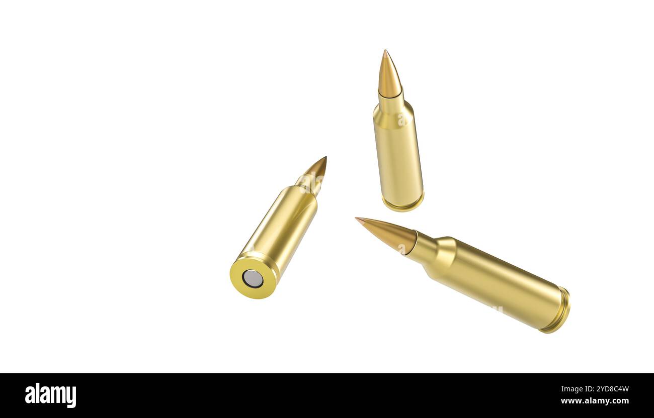 Three rifle bullets rotating on transparent background 3d Stock Photo ...