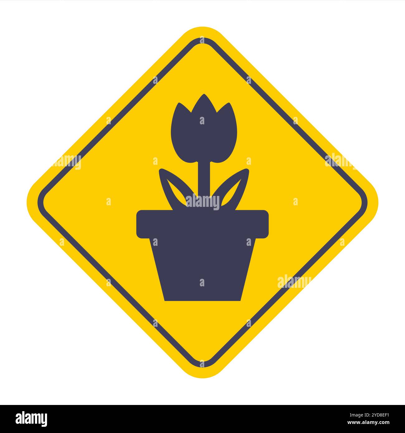 black icon flower pot road sign Stock Vector Image & Art - Alamy