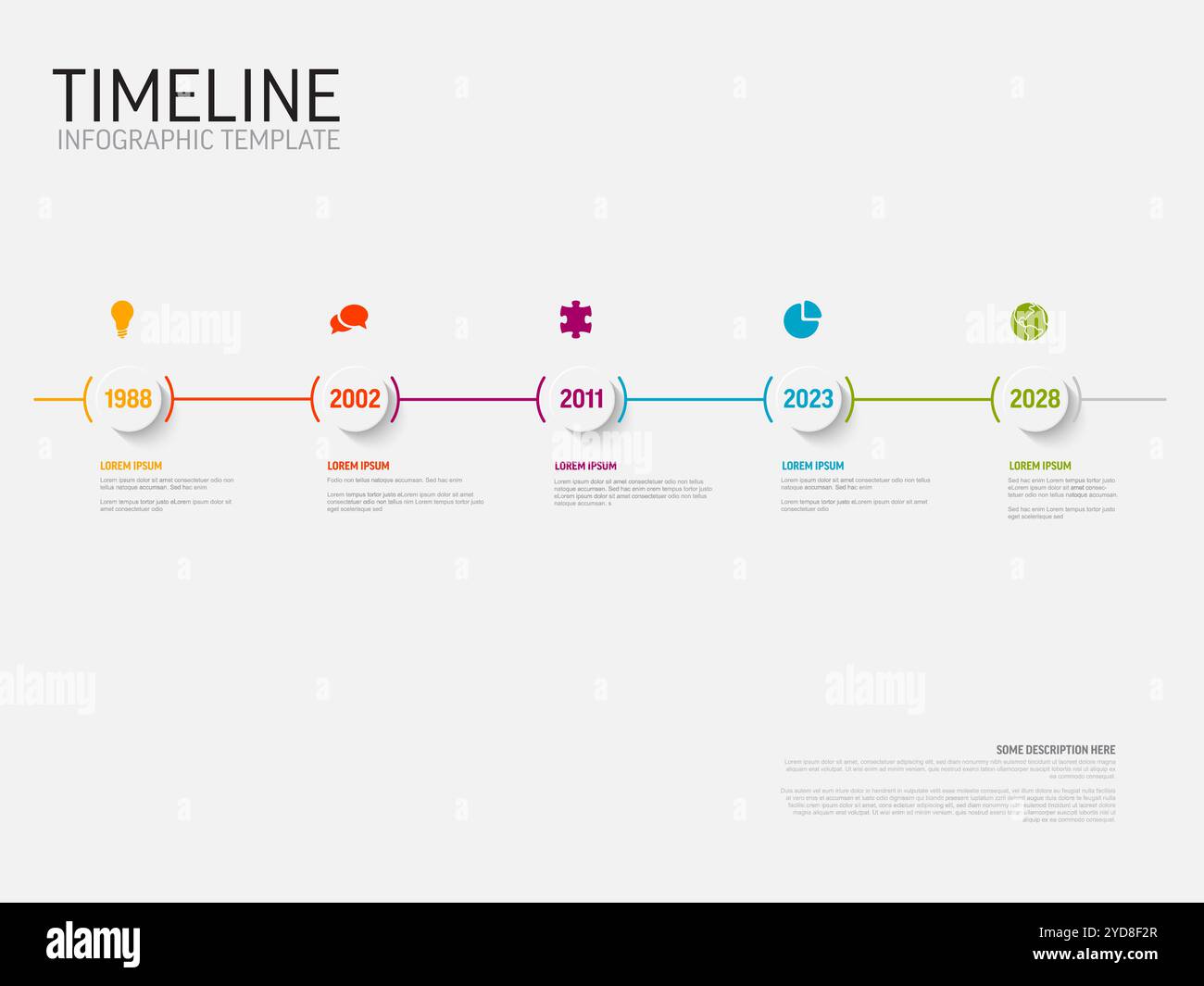 Thin straight line Infogrpahic company timeline diagram template with ...
