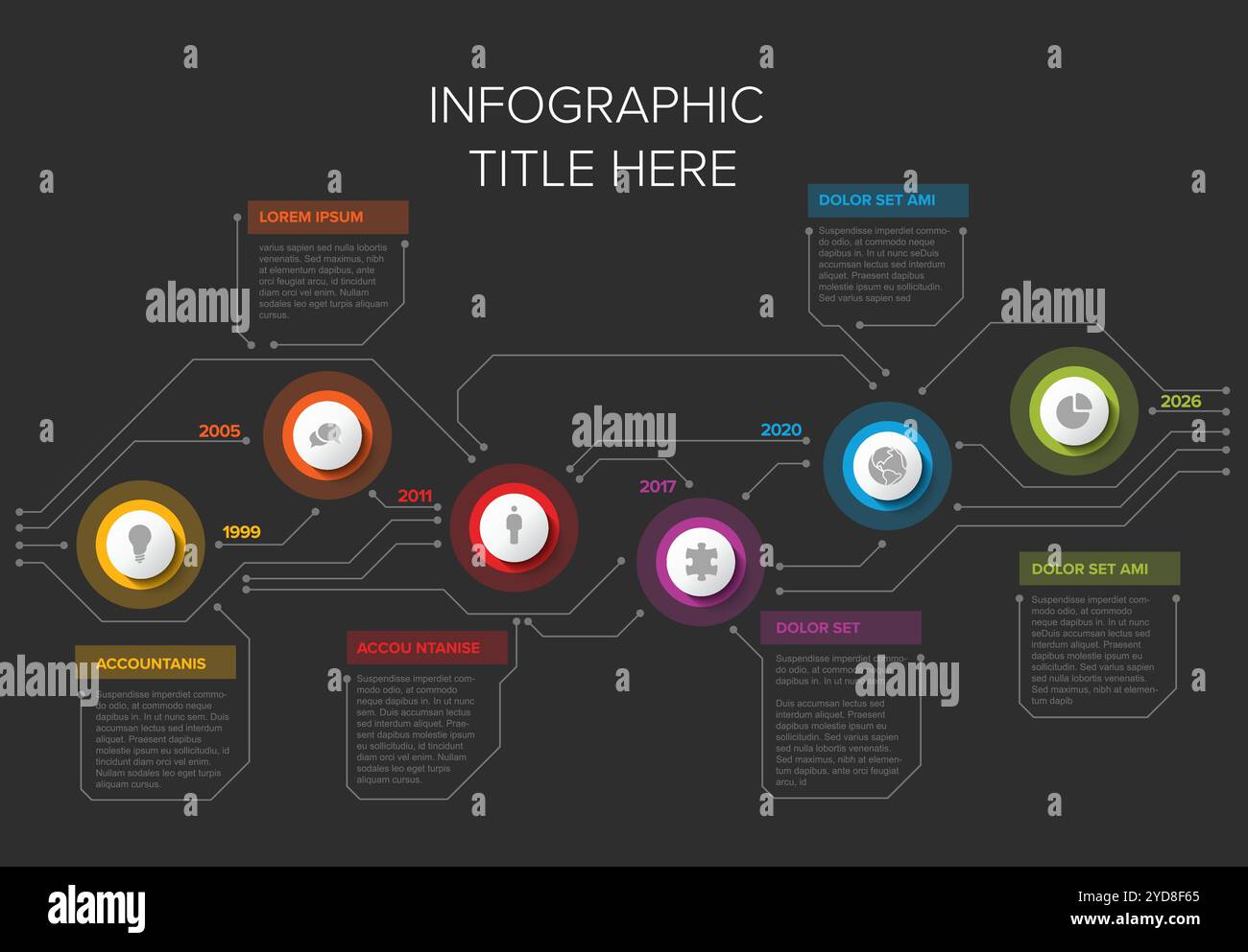 Simple Colorful Circular time line Infographic Design Template with six ...