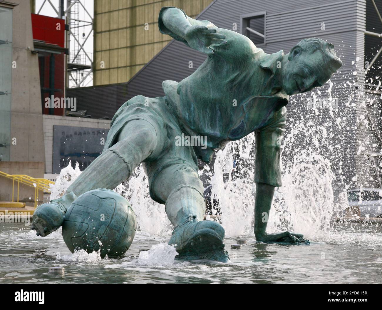 A close up view of a famous bronze statue of the footballer Sir Tom ...