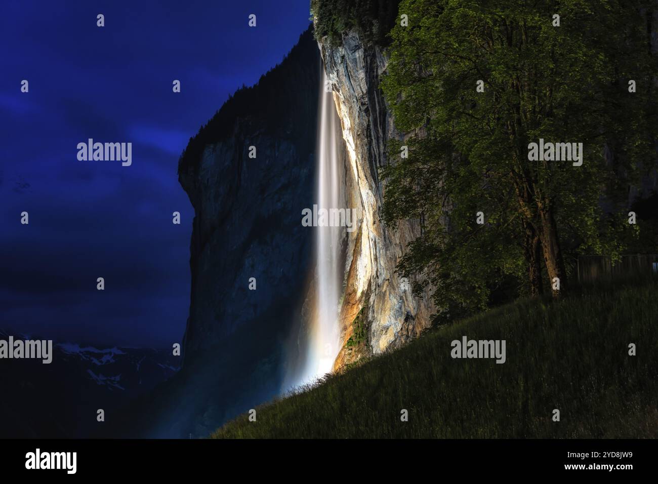 Staubbach waterfall at night Stock Photo - Alamy