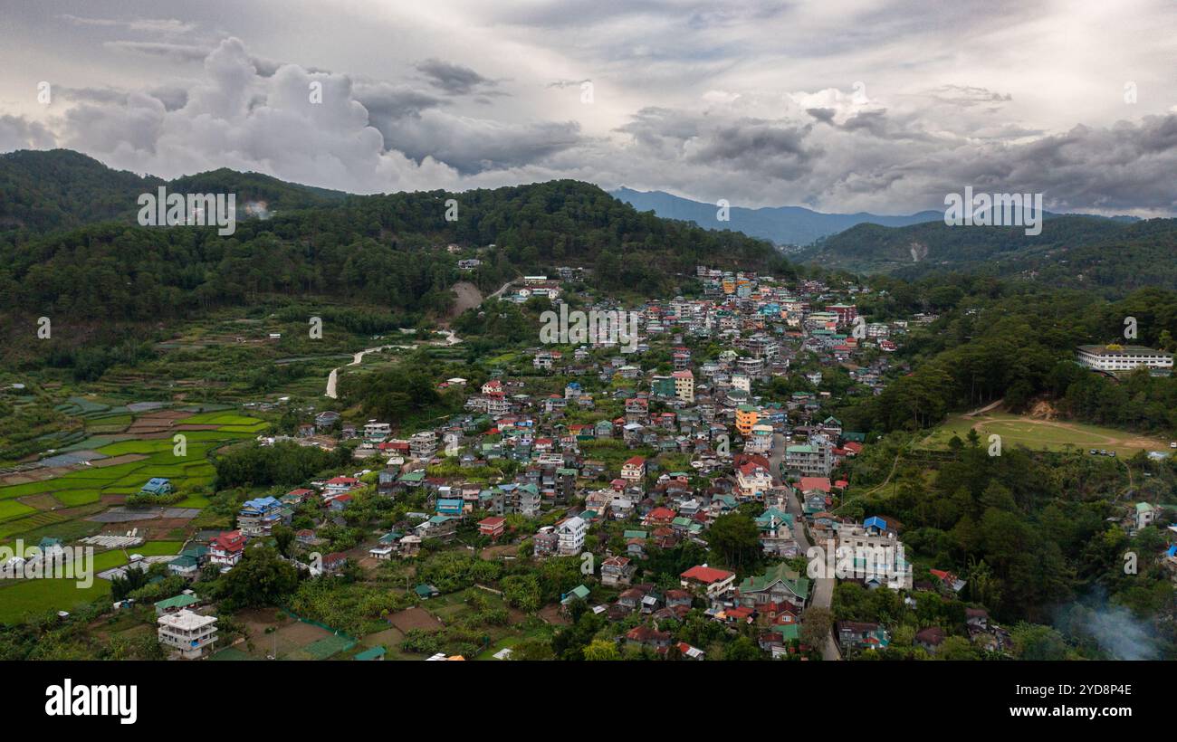 Sagada town in the mountains, a popular tourist destination. Luzon ...