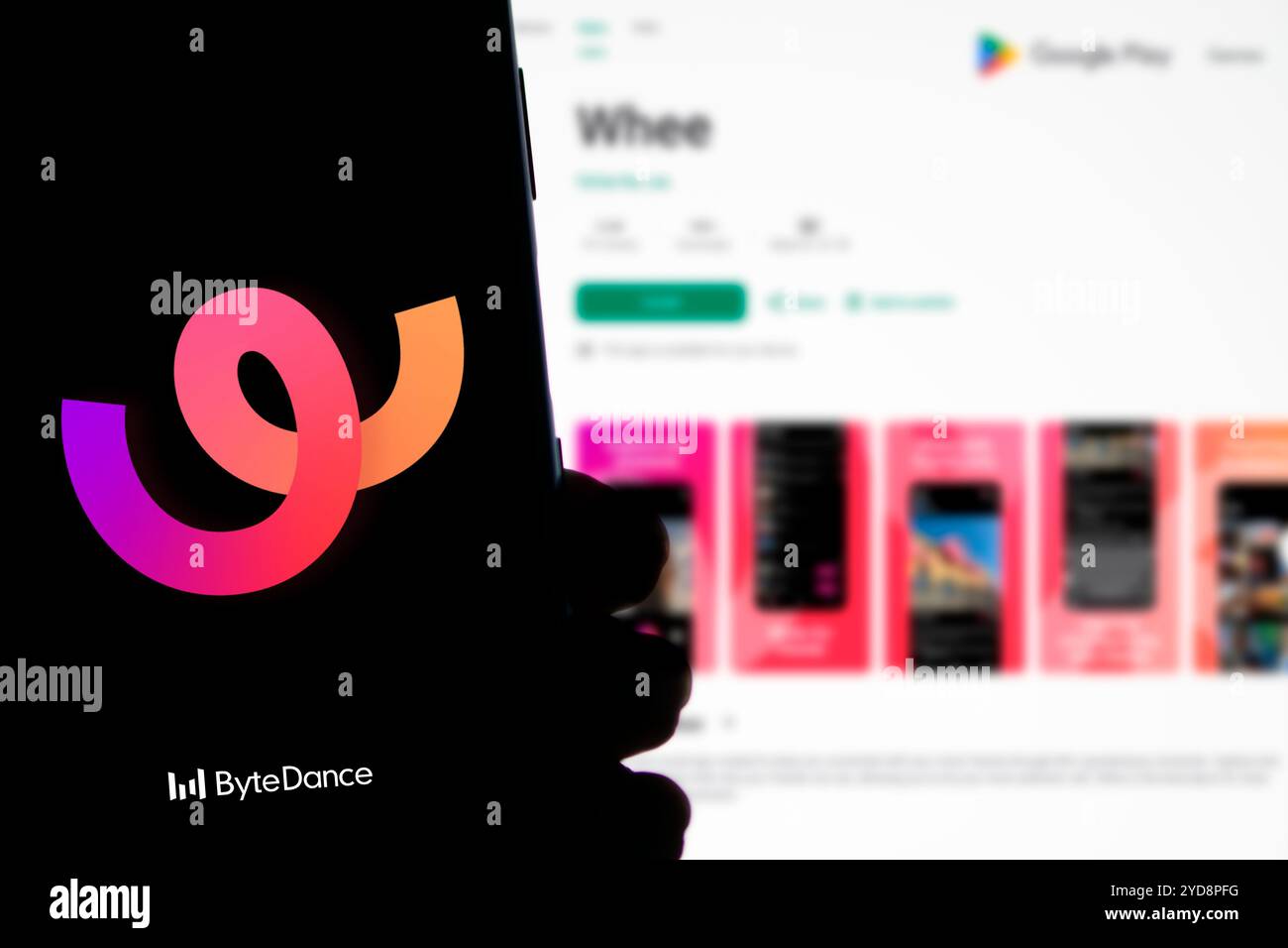 Dhaka, Bangladesh- 23 June 2024: Whee logo is displayed on smartphone. Whee is a new social app ...