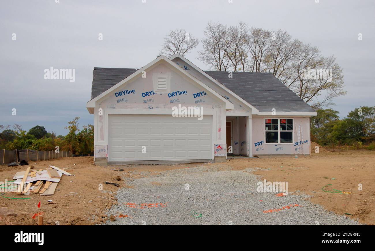 Mt Comfort, Indiana, USA - September 22 2024: A home building boom ...