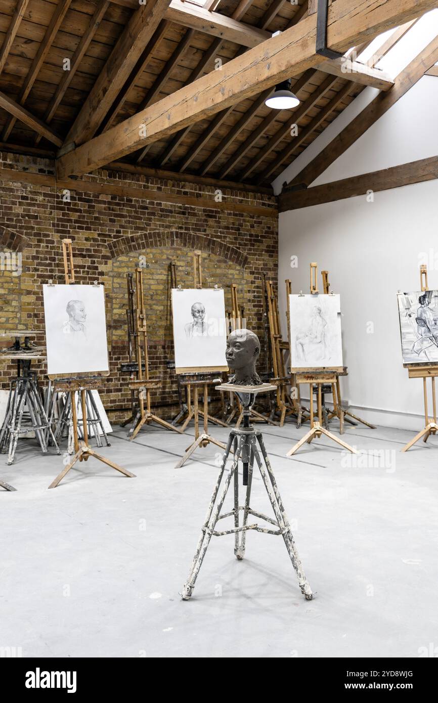 Exhibition inside Trinity Art Studios, Trinity Buoy Wharf, London, England Stock Photo - Alamy