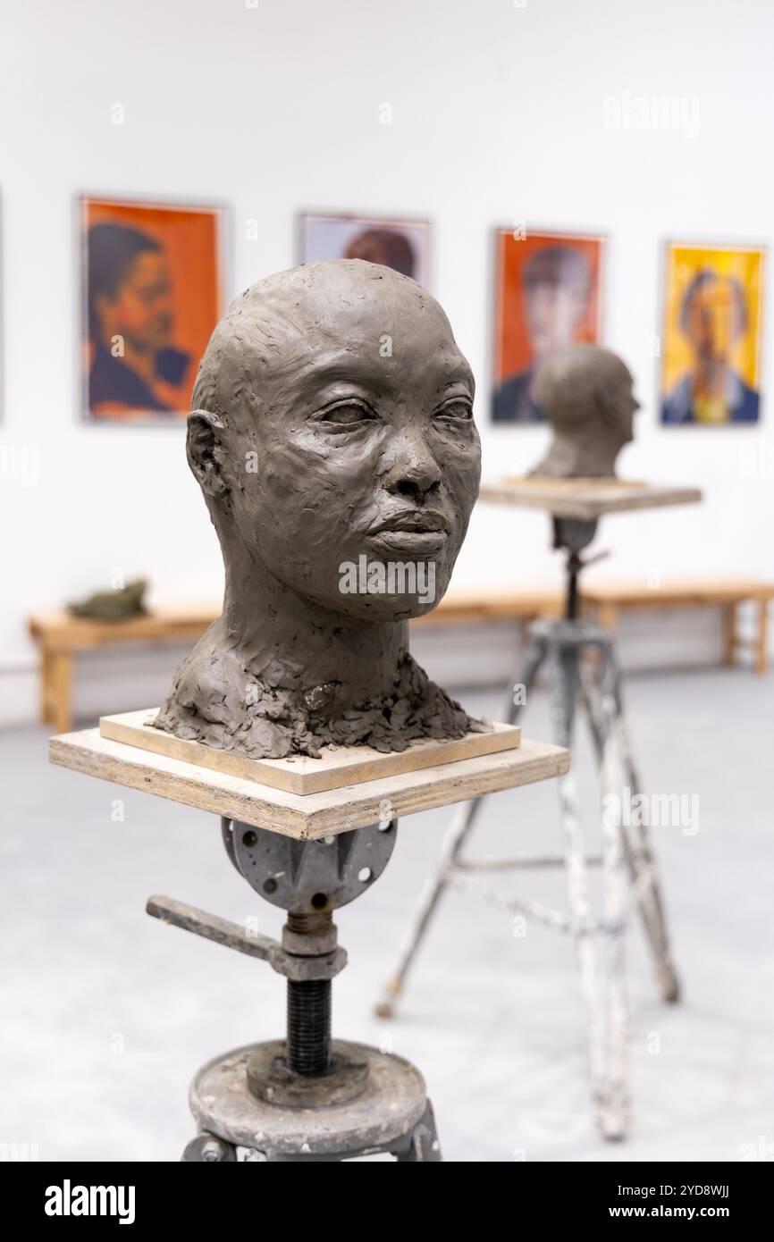 Exhibition inside Trinity Art Studios, Trinity Buoy Wharf, London, England Stock Photo - Alamy