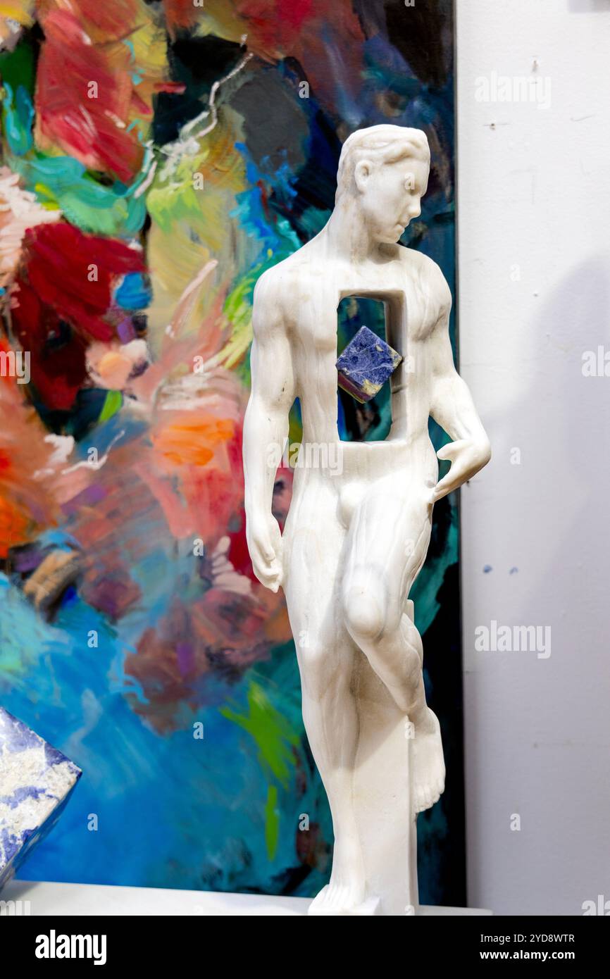 Sculpture of a man at Trinity Art Galley inside Trinity Art Studios in a converted warehouse ...