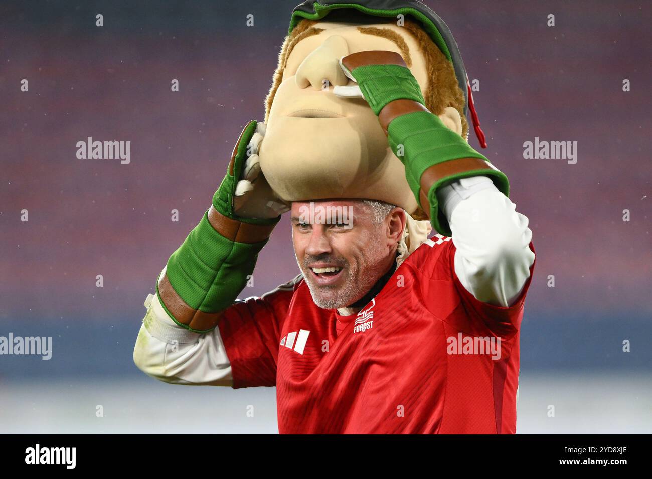 TV pundit, Jamie Carragher dressed up as Forest mascot, Robin Hood ...