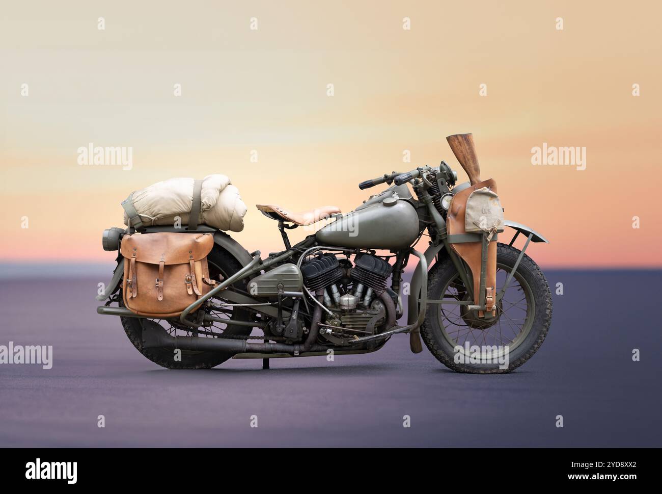 Vintage Military Motorcycle In The Desert Stock Photo - Alamy