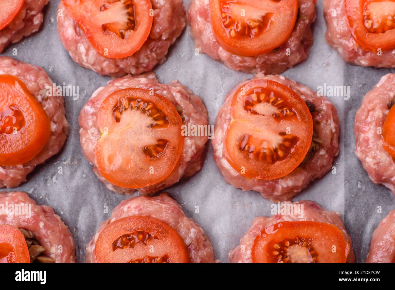 Delicious baked meat boats with mushrooms Stock Photo - Alamy
