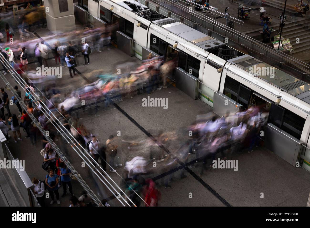 The famous metro system in Medellin, Colombia.includes elevated traiins ...