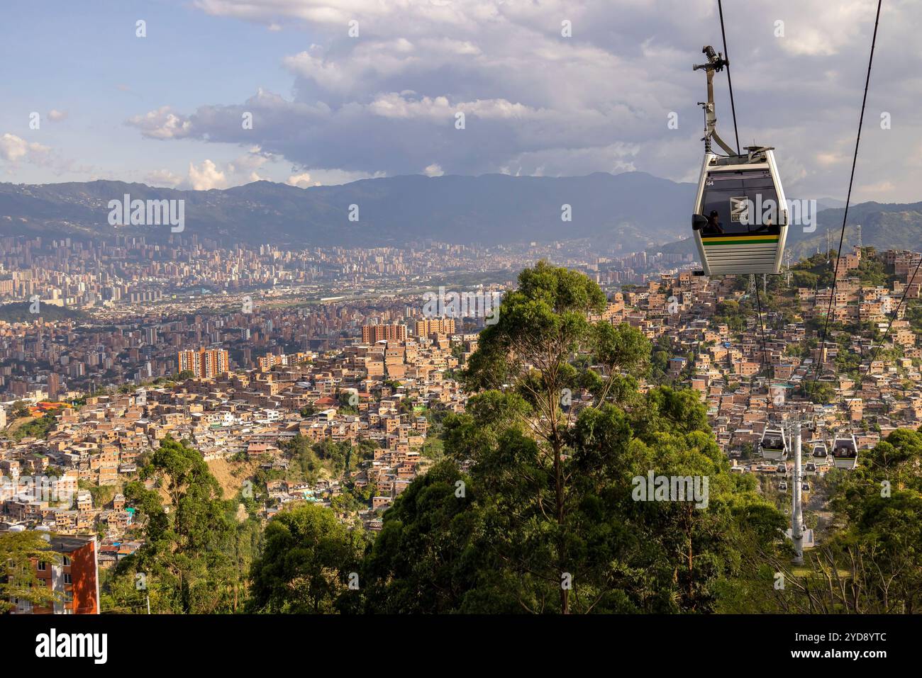 The famous metro system in Medellin, Colombia.includes elevated traiins ...