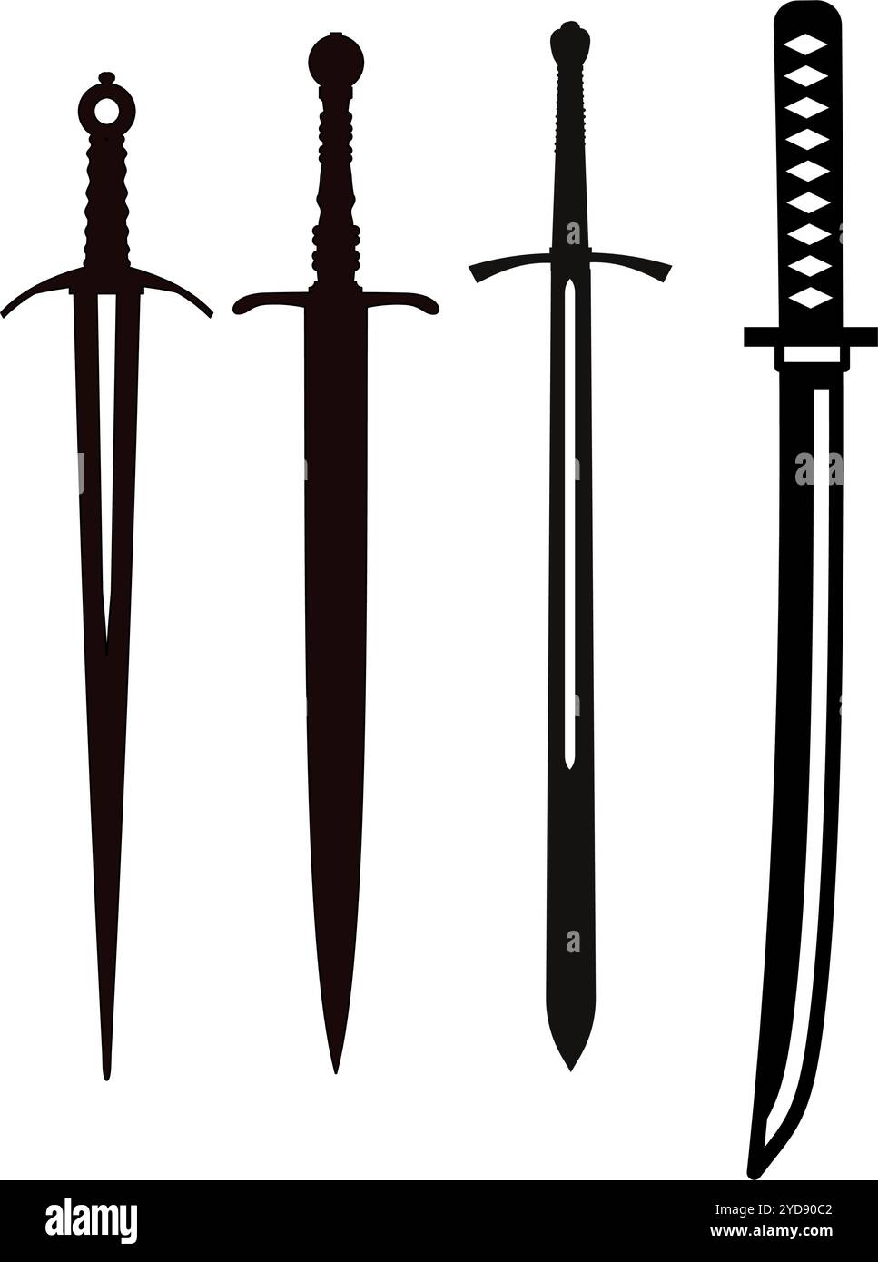 set of sword silhouette - vector illustration Stock Vector Image & Art ...