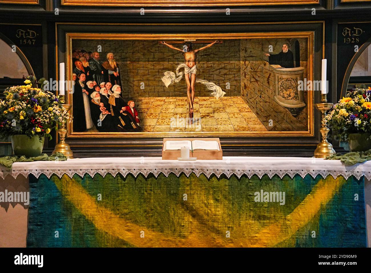 Reformation altar by Cranach; Protestant Church of St. Mary, Wittenberg ...