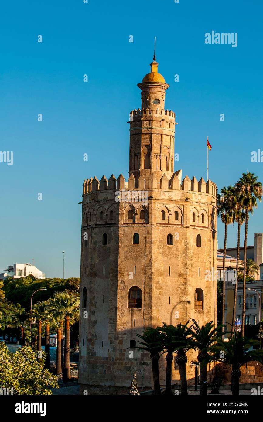 Torre del Oro (Golden Tower) middle ages watchtower, Seville, Andalusia ...