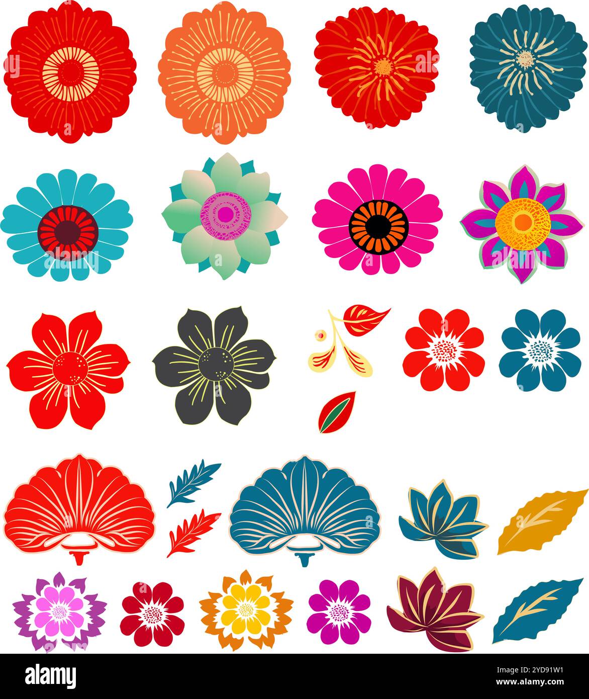 Mexican folk flowers set Stock Vector Image & Art - Alamy