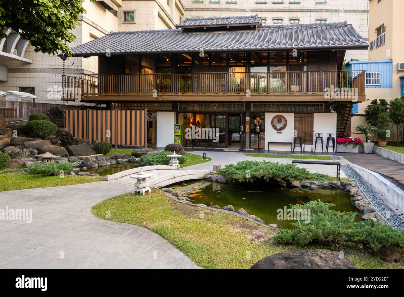 Traditional Japanese Tea House with Serene Garden and Pond in Tainan ...