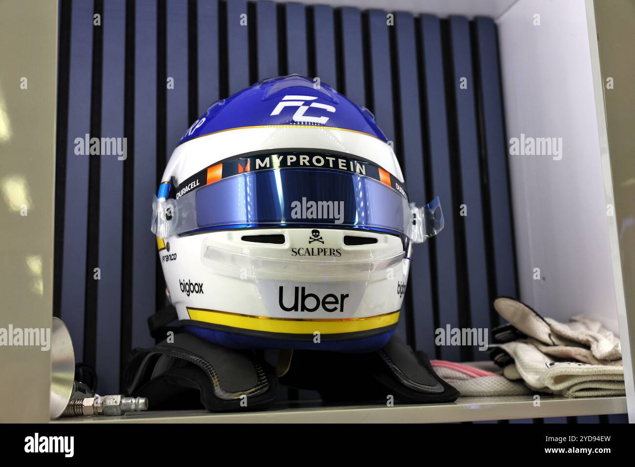 Mexico City, Mexico. 25th Oct, 2024. The helmet of Franco Colapinto ...