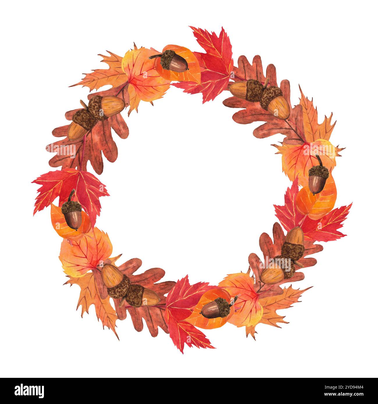 Fall frames with hand-drawing watercolor illustration of leaves and ...
