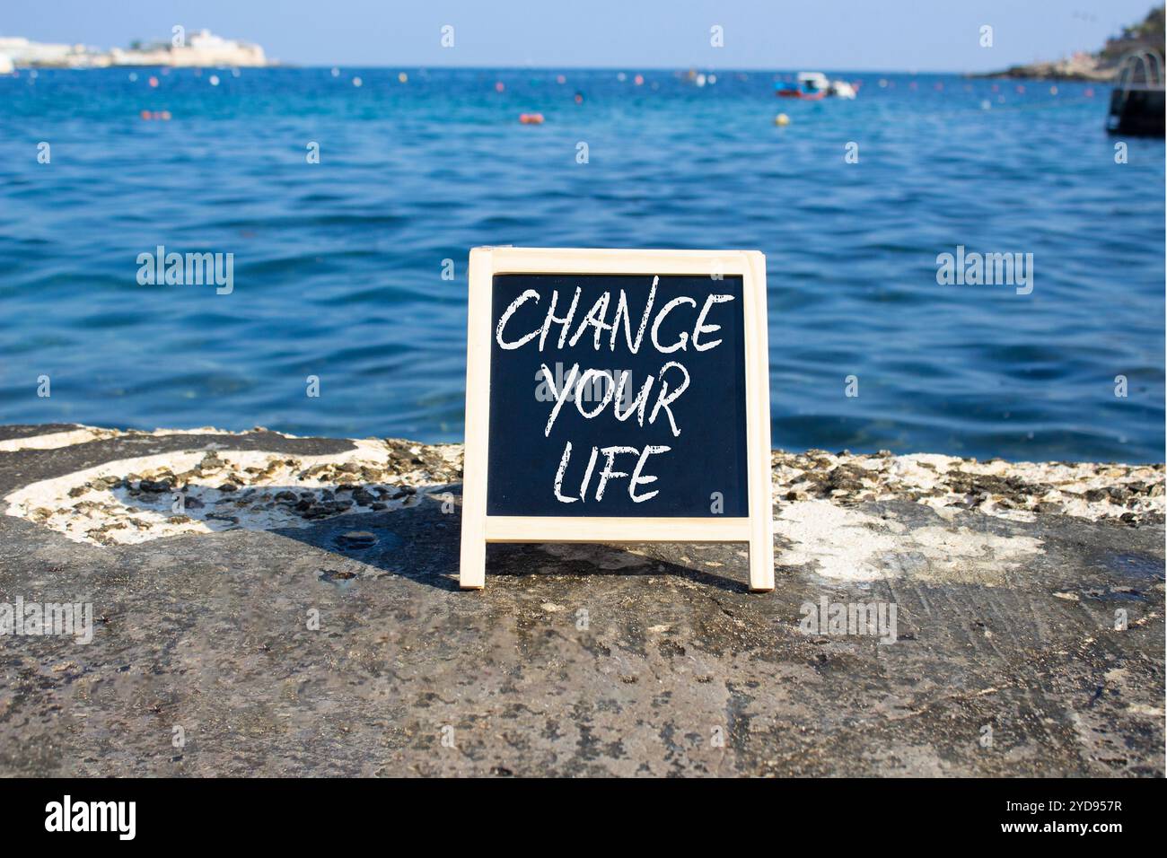 Change your Life symbol. Blackboard with words Change your Life ...