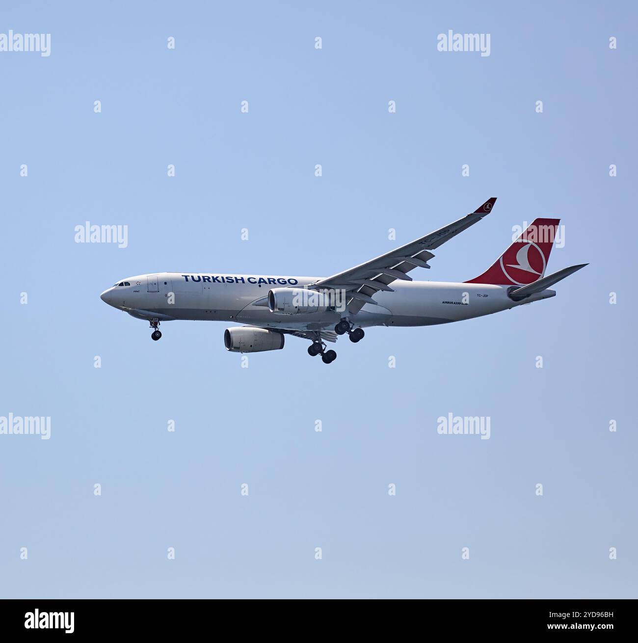 The cargo plane of Turkish Airlines flying in the sky Stock Photo - Alamy