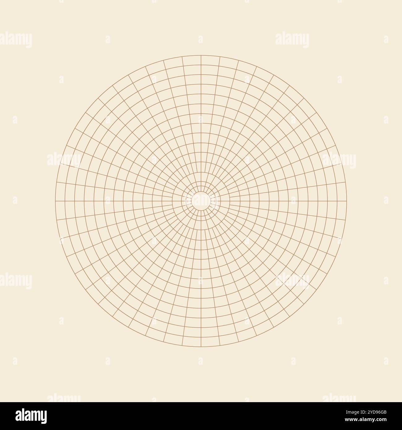 Polar coordinate circular grid isolated on white background. 360 degrees scale. Blank polar ...