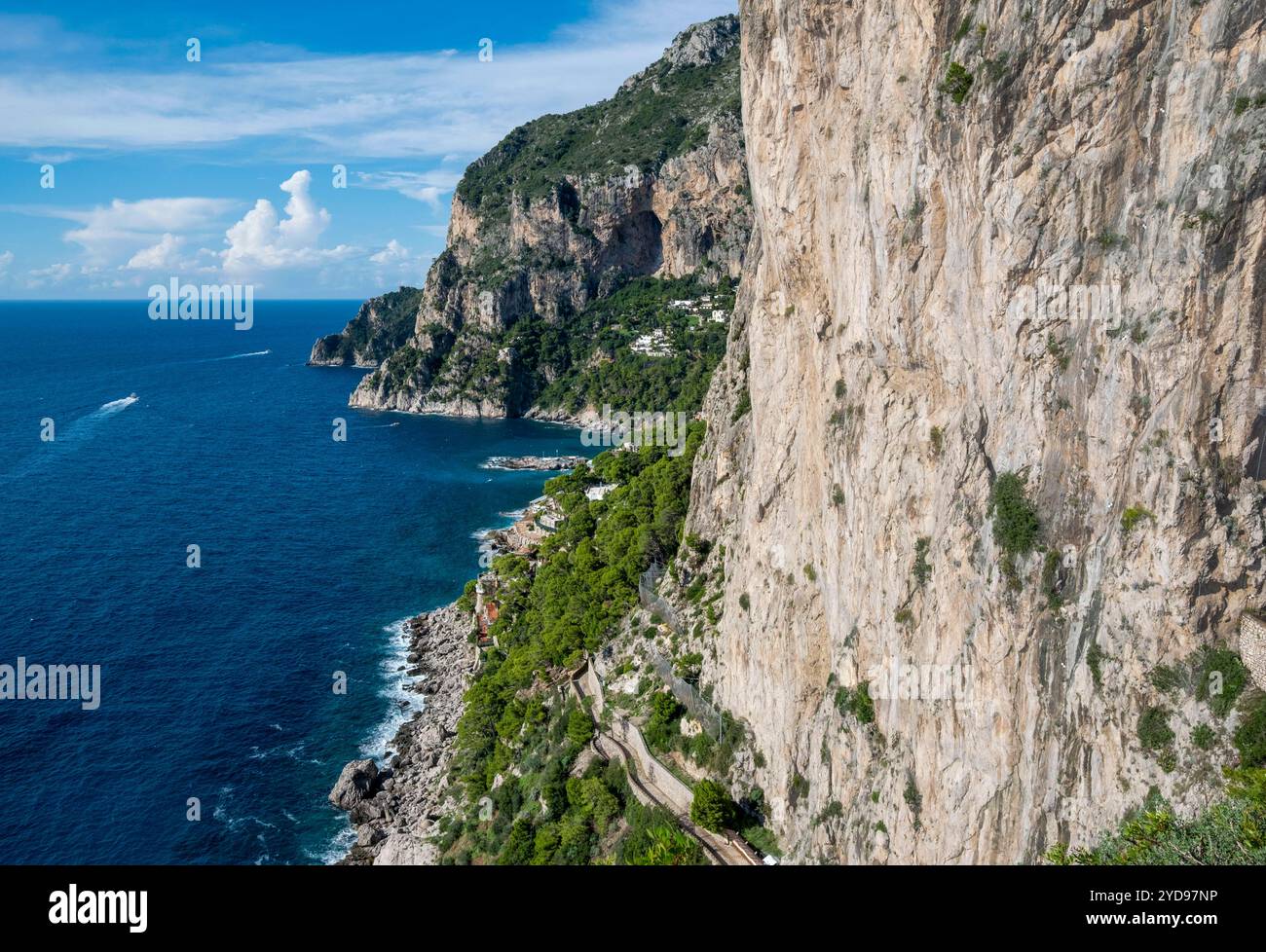 Limestone cliffs and Capri landscape from Gardens of Augustus viewpoint ...
