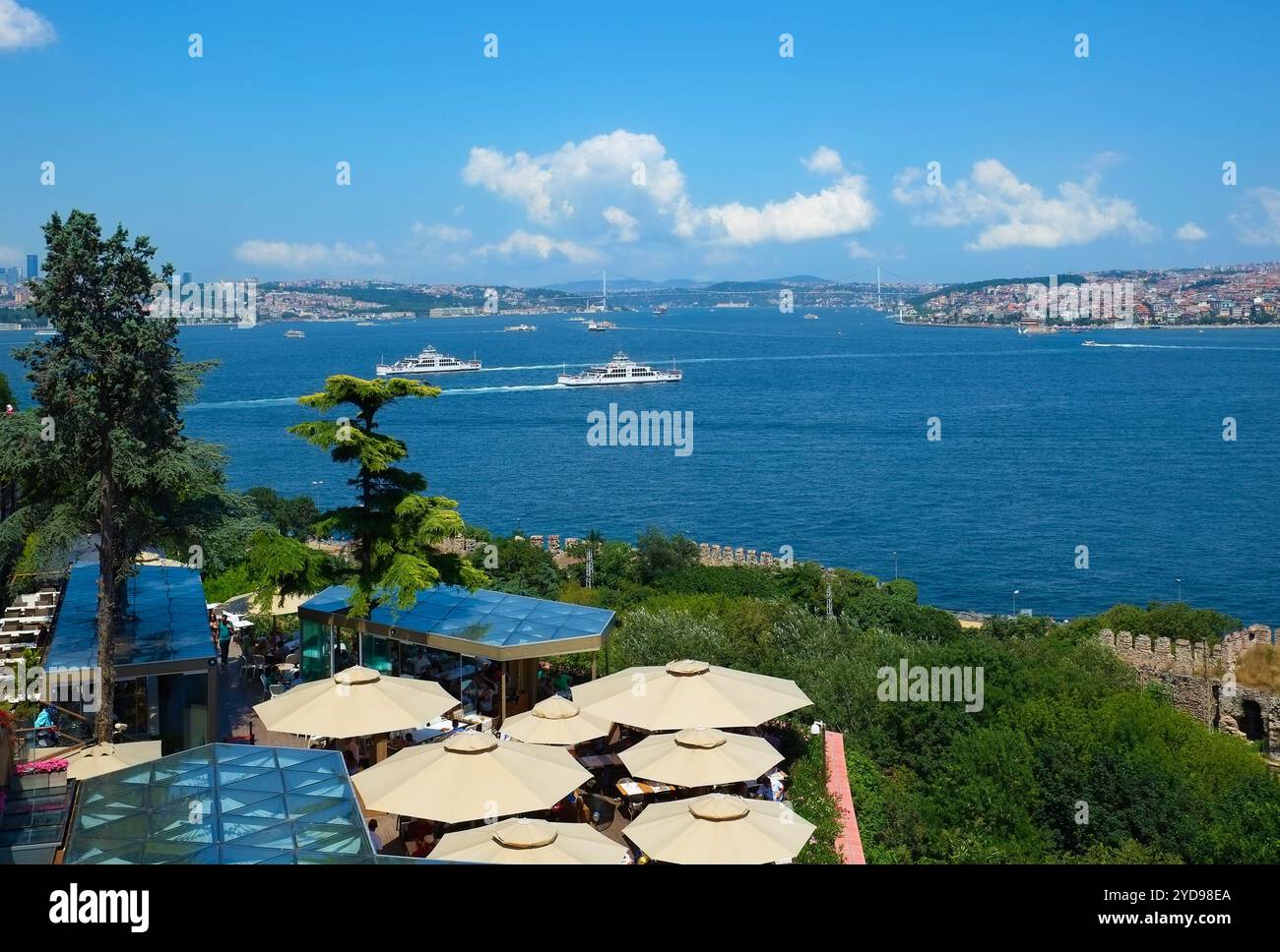 The view of the Bosphorus with the Bosphorus bridge. Istanbul, Turkey ...